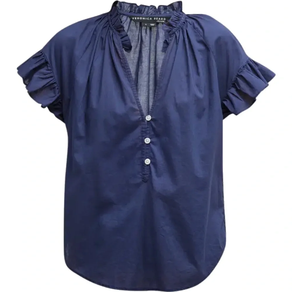 Veronica Beard | Tops | Veronica Beard Milly Shirt Marine Ruffles Size ...